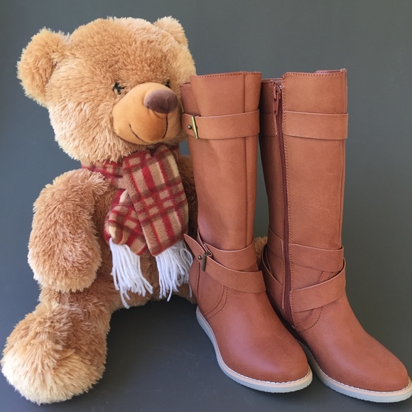 Shoes | Hp Girls Wedge Crisscross Cognac Boots | Poshmark